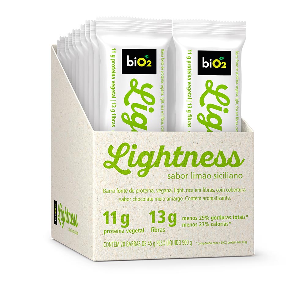 Barra de Proteína Light Sabor Limão Siciliano Vegana biO2 Lightness 45 ...