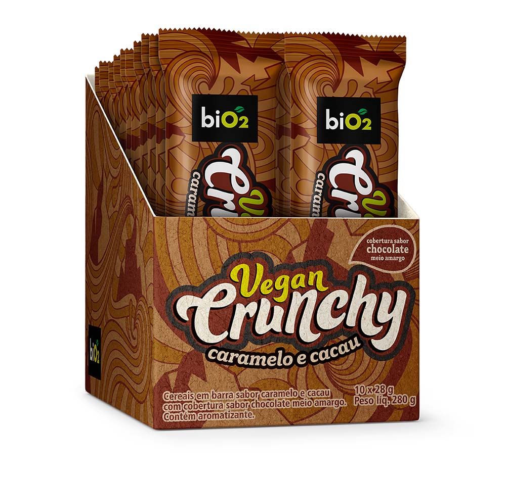 Barra de Cereais Sabor Caramelo e Cacau biO2 Vegan Crunchy 28 g - biO2