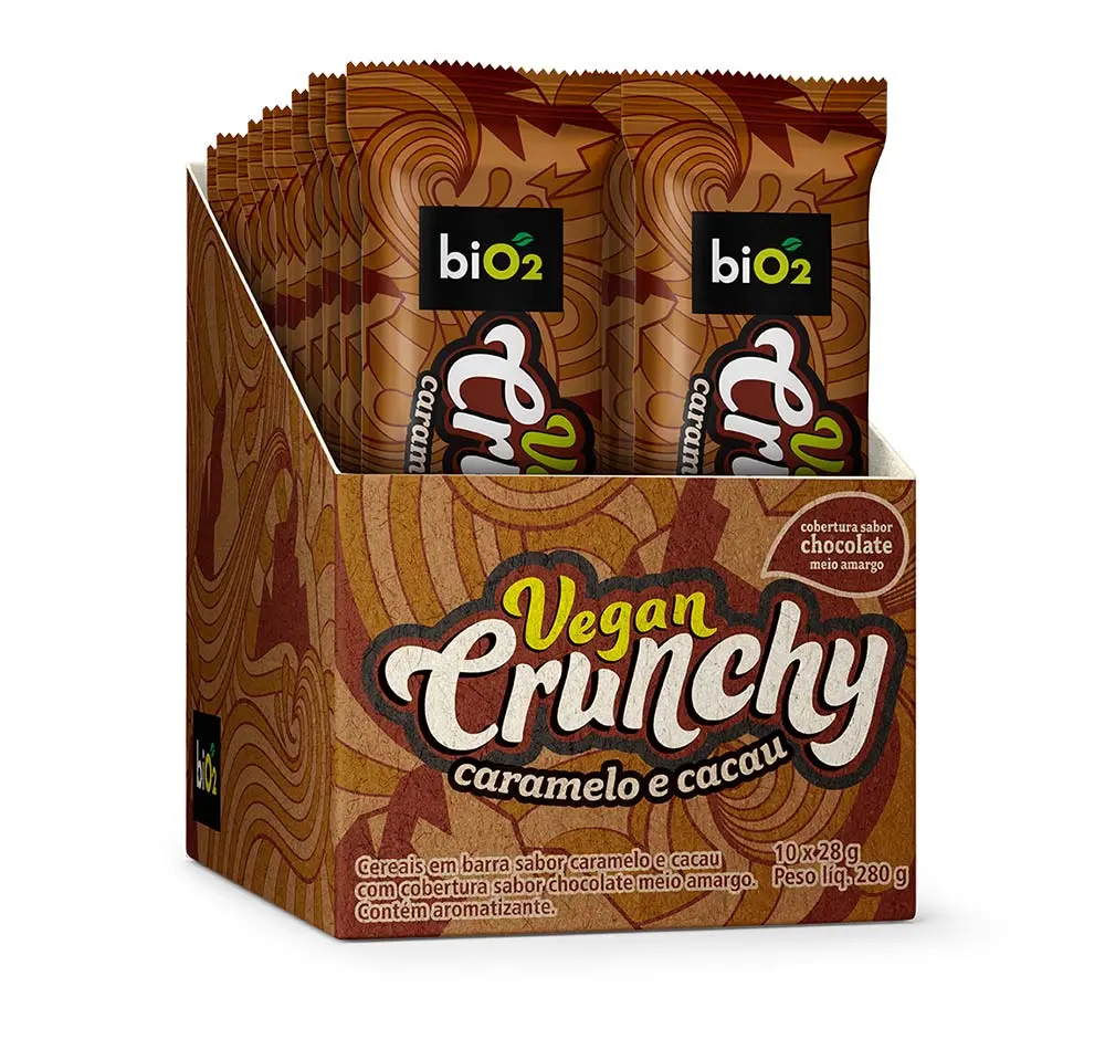Barra de Cereais Sabor Caramelo e Cacau biO2 Vegan Crunchy 28 g - biO2